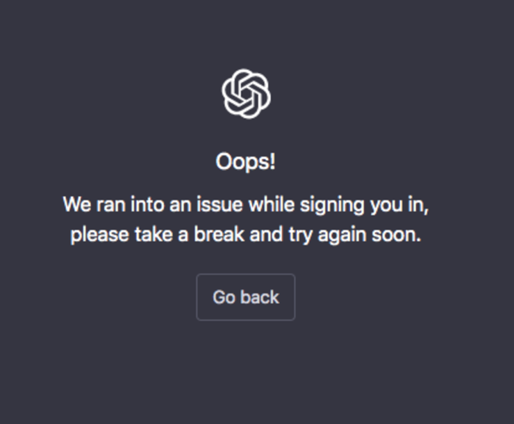 ChatGPTで「We ran into an issue while signing you in, please take a break ...